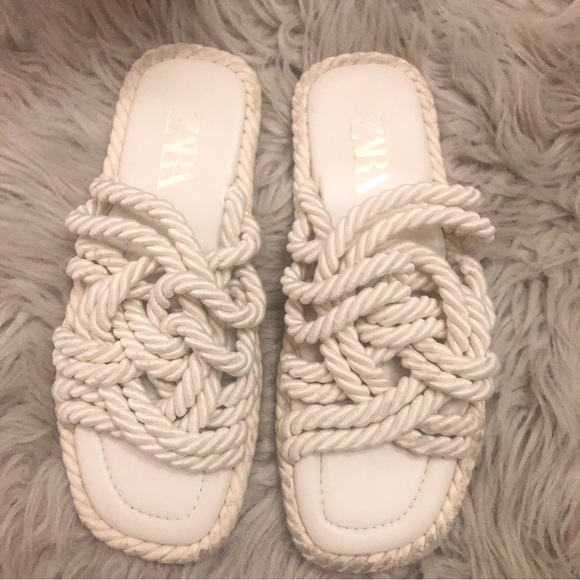 Zara | Shoes | Zara Knotted Rope Sandal Cream Size 3875 | Poshmark